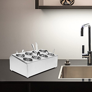 DYRABREST 8 Holes Kitchen Flatware Organizers Commercial Flatware Cylinder Holder Stainless Steel Utensil Storage Caddy Drying Rack Countertop Silverware Organizer for Restaurant Hotel Buffet