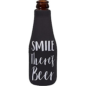 12 oz Black Neoprene Bottle Sleeves with Zipper for Beer, Soda, Beverages (12 Pack)