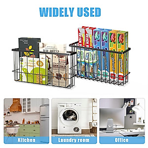 NiHome Magnetic Metal Basket Organizers 2PCS Medium & Small, Versatile Storage for Kitchen & Office Holds Up to 14 lbs, Easy Attach to Refrigerator or Any Magnetic Surface, Space-Saving Design (White)