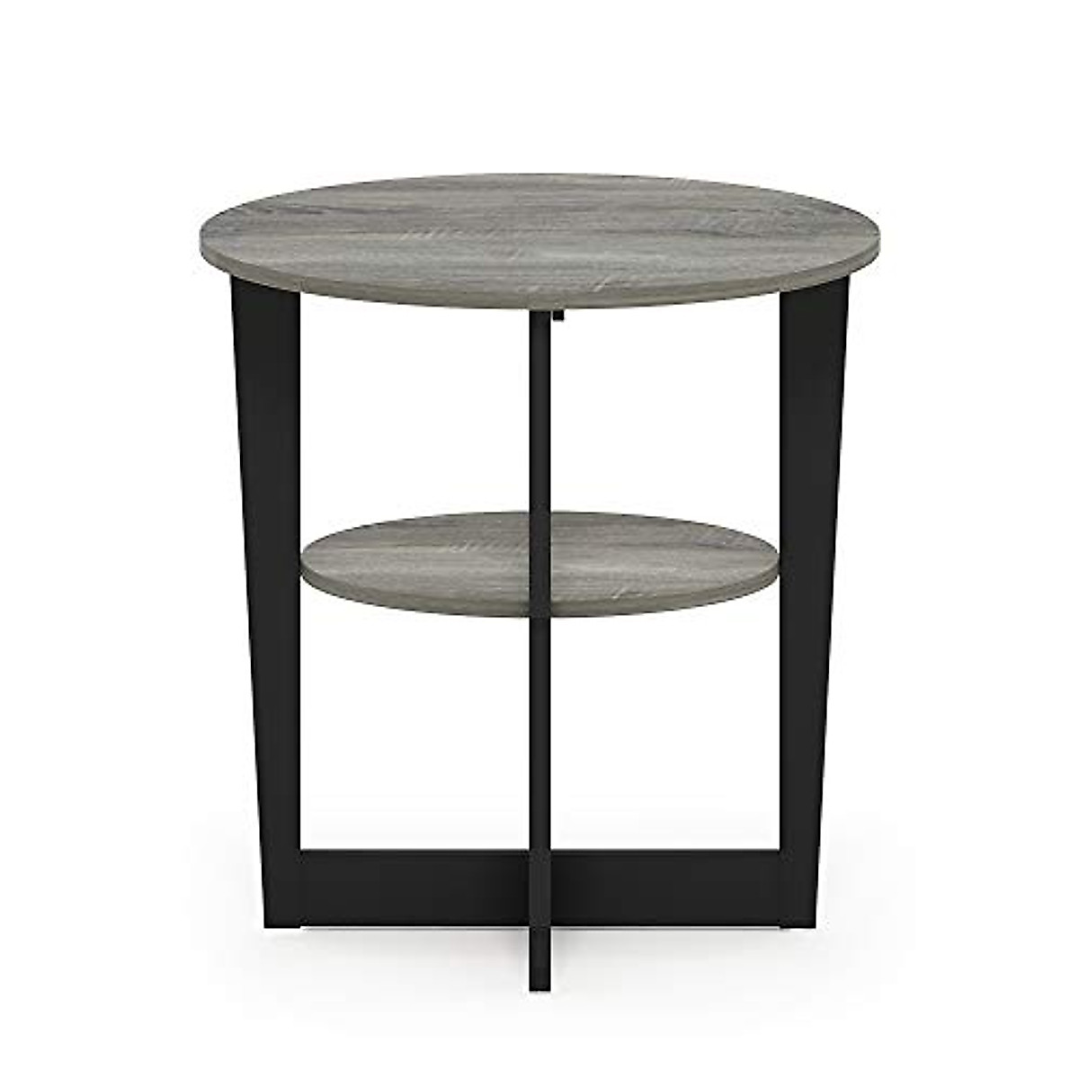 Furinno JAYA Oval End Side Night Stand/Bedside Table, 1-Pack, French Oak Grey/Black