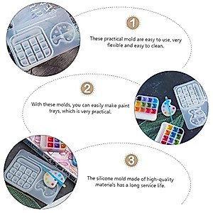COHEALI 4 Pcs Palette Stencil Crystal Mold Crystal Resin Mold Crystal Tray Eyeshadow Pallets Lipstick Holder Epoxy Resin Molds DIY Accessories Paint Tray Box Mould Paint Tray Box Mold Clay