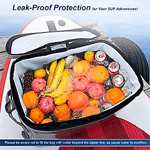 Wandooer Waterproof Sup Cooler Bag for Paddle Board, 15 Can Large Capacity Cooler for Kayak Surf Paddleboard, Leakproof Insulated Cooler Deck Bag-Gray