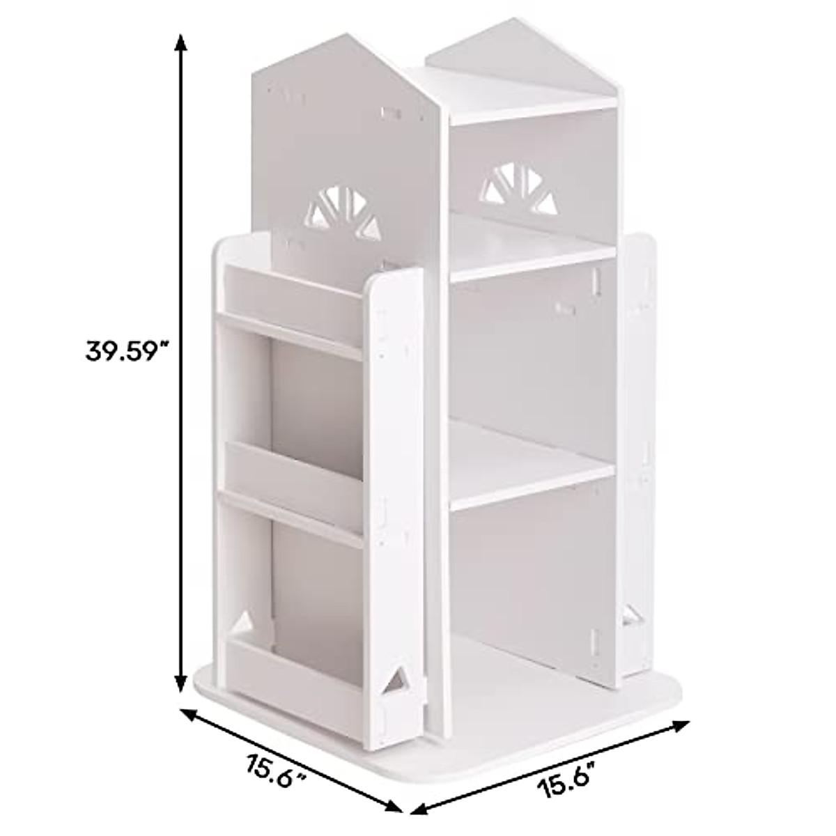 DOEWORKS 360 Degrees Rotating Open Bookshelf, 3 Tier Freestanding Bookcase Display Cabinet for Bedroom and Livingroom, White