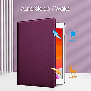 Fintie Rotating Case for iPad 9th Generation (2021) / 8th Generation (2020) / 7th Gen (2019) 10.2 Inch - 360 Degree Rotating Stand Cover with Pencil Holder, Auto Wake Sleep, Purple