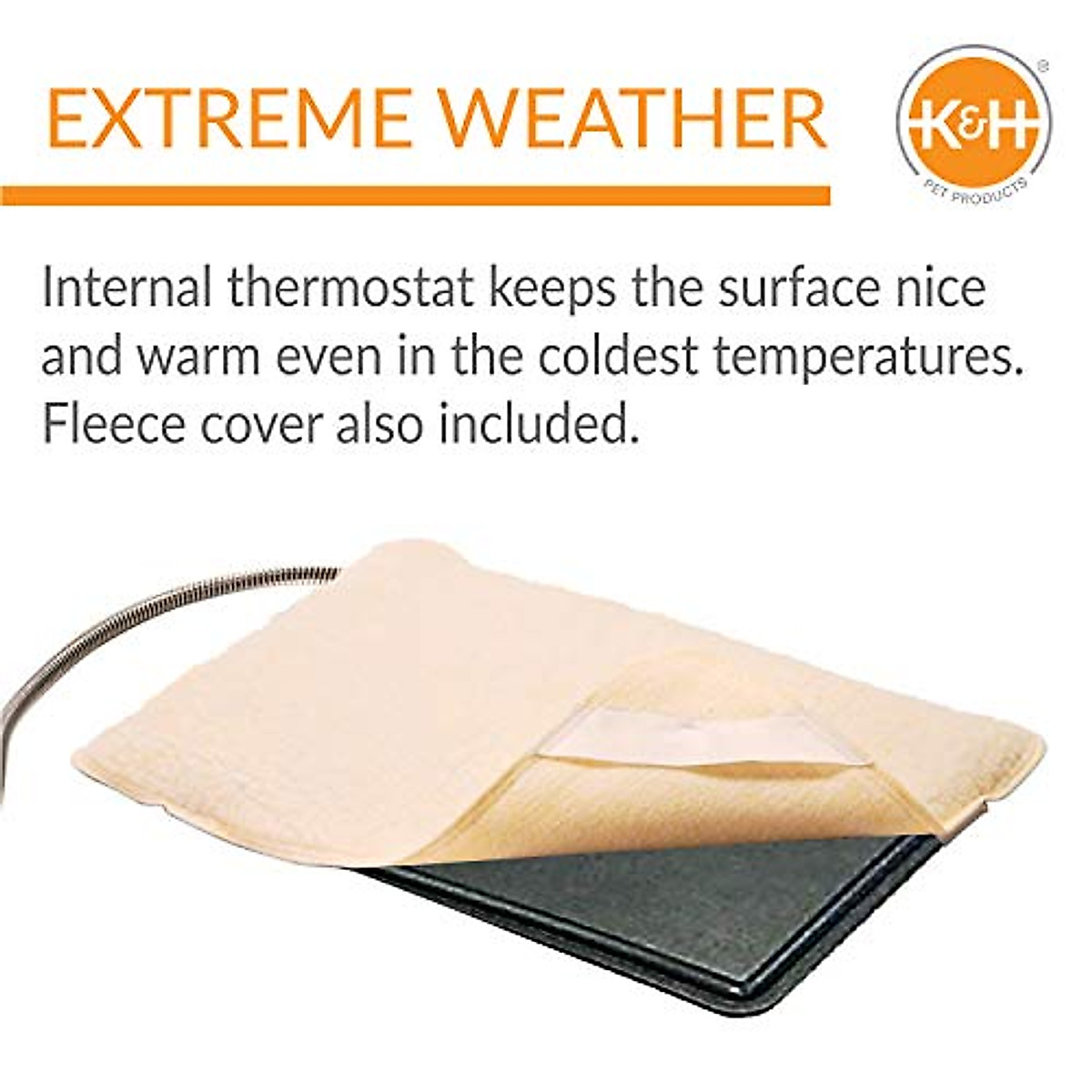 K&H Pet Products Extreme Weather Cat Heating Pad Outdoor, Heated, For Indoor and Outdoor Use Black Small 12.5 X 18.5 Inches 40W