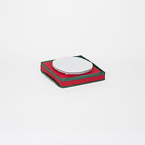 Household Essentials 532RED Holiday China Dinnerware Storage for Dessert Plates or Bowls | Removable Lid | Red Canvas with Green Trim, Red & Green