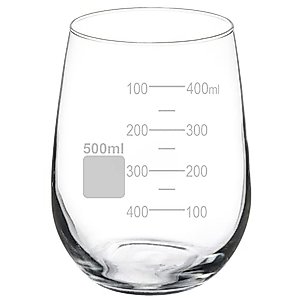 MIP 17 oz Stemless Wine Glass Goblet Beaker Style Measuring Cup 500 Milliliter mL Chemistry Gift, Science Gift