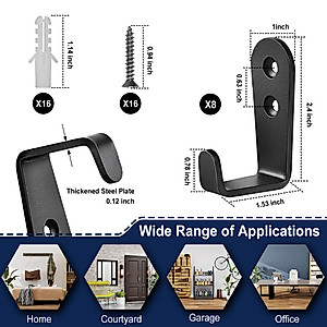 8 Pcs Wall Mounted Hooks,Black Round Head Hook Made of Heavy Metal Fit for Hanging Coat Luggage Key,Usually Used in Garage Bathroom Kitchen Restaurant Outdoor (Black-8Pcs)