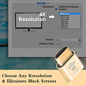 Furjosta HDMI Dummy Plug fit-Headless Display Emulator DDC EDID Fit Headless Ghos with Windows Mac OSX Linux Great for for Computer Desktop Support 3840x2160@61Hz 2P