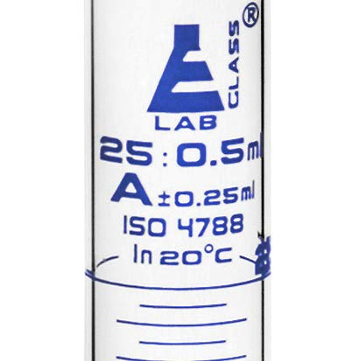 EISCO Graduated Cylinder, 25ml - Class A Tolerance ±0.25ml - Round Base - Blue Graduations - Borosilicate 3.3 Glass