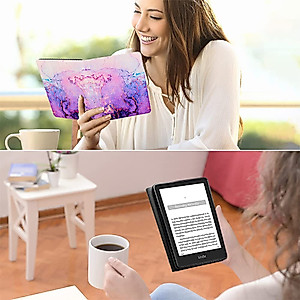 Pudazvi All New Case for 6.8" Kindle Paperwhite & Signature Edition(11th Generation, 2021/2023 Release), Premium Lightweight PU Leather with Auto Sleep/Wake,Marble Purple