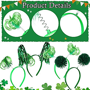 Censen 24 Pcs Pom Pom Headband Tinsel Wrapped Ponytails Head Bopper Headwear Hair Accessories Party Costume(Green)