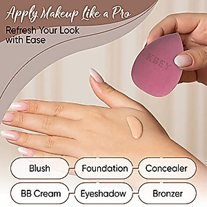 KBEY Cosmetics Makeup Sponges for Face - Beauty Sponge Set for Foundation and Contouring - Latex Free 7 Pc Facial Blending Sponges Apply BB Cream, Eyeshadow and Concealer without Streaking (Pink)