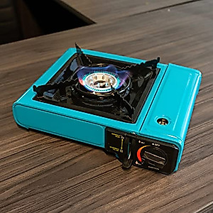 Lot45 Portable Camping Stove Propane or Butane 8000 BTU - 1 Single Burner Camping Stove with Carrying Case - Gas Cooking Tabletop Propane and Butane Dual Fuel Portable Stove for Indoor or Outdoor Use