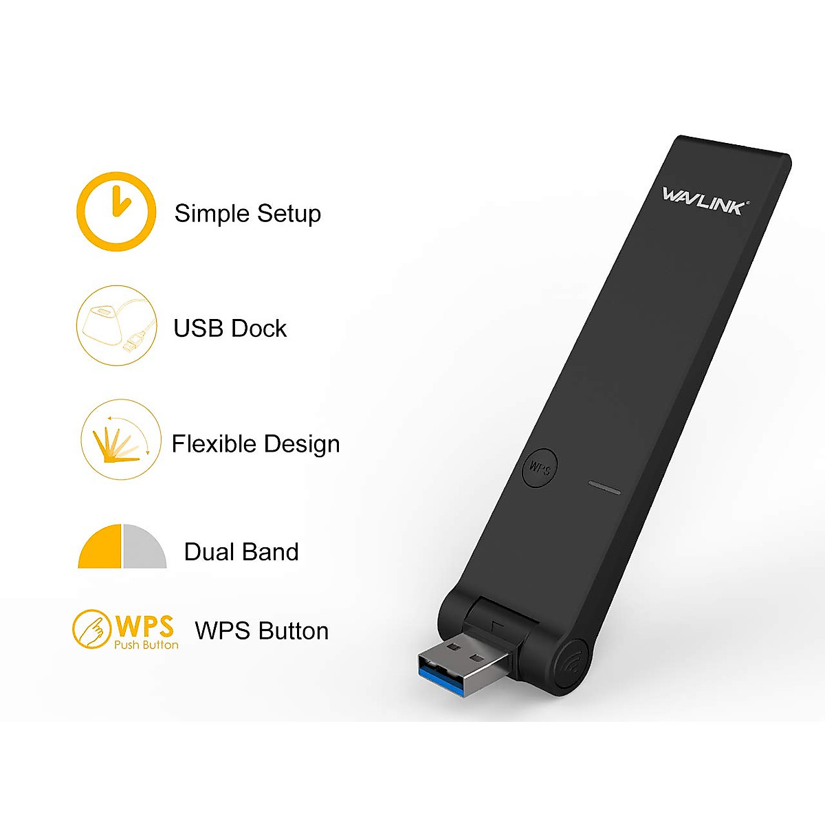 USB3.0 Wireless Adapter,Wavlink 1300Mbps Dual Band USB Wi-Fi Network Adapter with USB Extension Cradle, 802.11AC Network LAN Card 2.4G/400Mbps + 5G/867Mbps, WPS for PC Desktop Windows Mac OS X