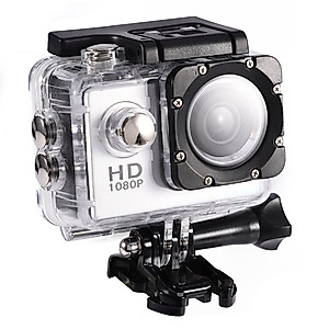 Action Camera 12MP Waterproof 30m Outdoor Sports Video Camera 1080P Full LCD Mini Camcorder with 900mAh Rechargeable Batteries and Mounting Accessories Kits(Silver)