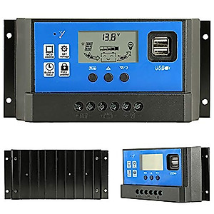 60A Solar Charge Controller,Intelligent USB Port Display 12V/24V Auto Charge Regulator