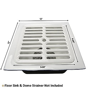 GSW Cast Iron Porcelain Floor Sink Top Grate with Ceramic Surface FS-TF, 9-⅜” x 9-⅜” x 1-¼” - Perfect for Restaurant, Bar, Buffet (Full Size)