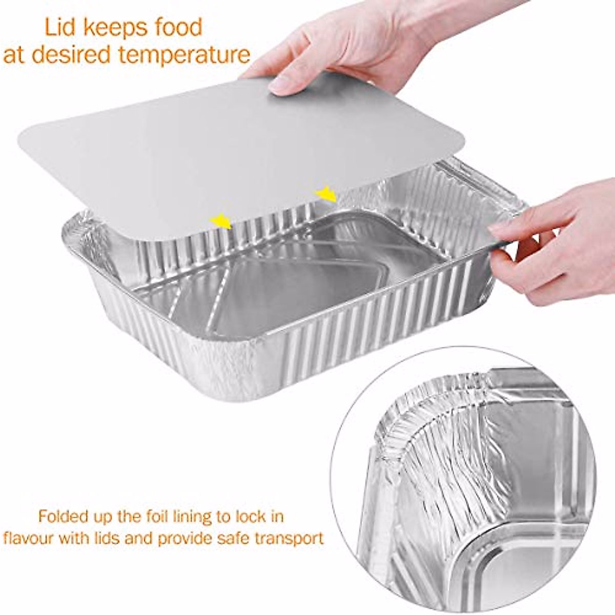 5LB Foil Pan with Lid 10.5x7.5x2.5” Large Aluminum tin Pans with Covers Disposable Food containers Great for Baking Cooking Heating Storing Prepping Food by lsshao