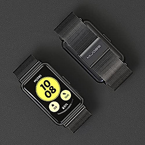 3Chome Band Strap Compatible with Huawei Watch Fit Smartwatch, Stainless Steel Bracelet Wristband Link for Huawei Watch Fit (Black)