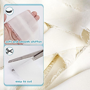 VGOODALL White Chiffon Ribbon, 3 Rolls Handmade Fringe Chiffon Ribbons 30Yd Frayed Edge Silk Ribbons for DIY Crafts Gift Wrapping Bouquet Wedding Decoration