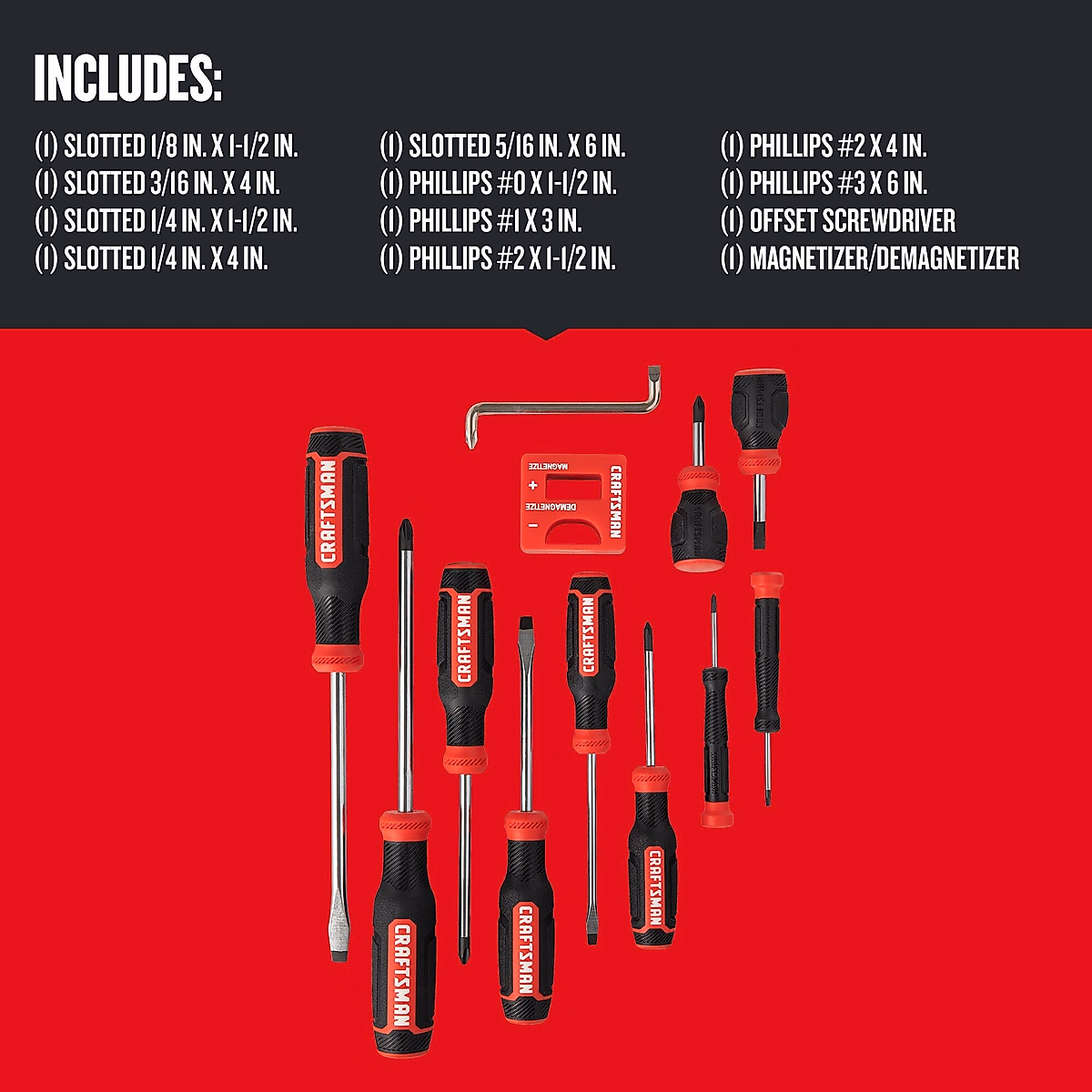 CRAFTSMAN Screwdriver Set, Bi-material, 12 Piece (CMHT65071N)