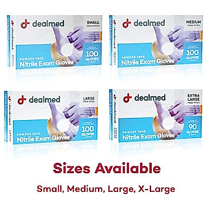 Dealmed Nitrile Medical Exam Gloves, Disposable Latex Free, Medium, 100 ct. (Pack of 10)