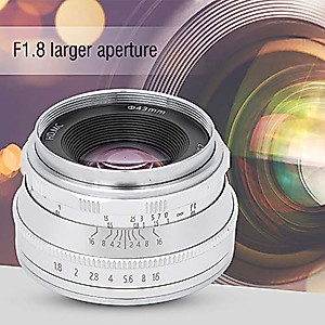 Camera Lens Portable Mirrorless Camera Lens 25mm F1.8 Multi-Layer Coating Mirrorless Camera Lens EF-M/EOSM Mount for Canon M2/M3/M5/M6/M10/M100/M50(Silver)