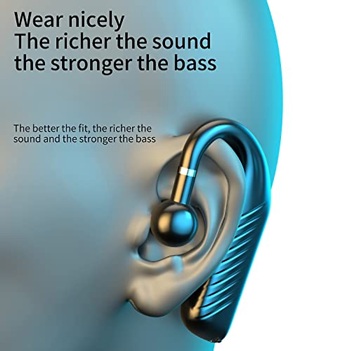 Bluetooth Headset Wireless Bluetooth 5.2 Business Ear Hanging Headphone with Mic, 250mAh LED Digital Display Screen Noise Reduction Sweatproof Earphones for Cell Phone, Car, Office, Sports