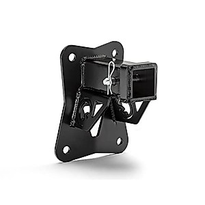 SuperATV Black Rear Receiver Hitch for 2022+ Polaris RZR Pro R/Pro R 4 - Fits Standard 2" Attachments | 3/16" Heavy-Duty Steel | Cotter & Hinge Pins | Access Hole to Change Rear Differential Oil