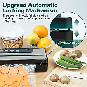 ADVENOR Vacuum Sealer Machine with Cutter Widened Double Sealing Strips and Bag Storage, 85Kpa Dry Moist Food Modes Upgraded Locking Design Includes 2 Bag Rolls 8.6"x16'and 11"x16'