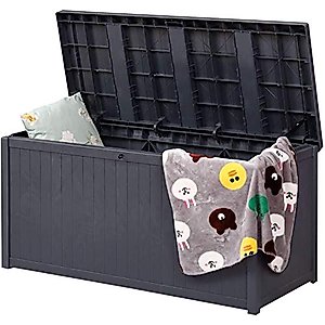 Wonlink Plastic Deck Box - Waterproof 120 Gallon Outdoor Patio Garden Furniture (Grey)