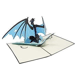 Ice Dragon - 3D Pop Up Greeting Card For All Occasions - Birthday, Love, Christmas, Goodluck, Congrats, Get Well - Blank Inside for Personalized - Amazing, Fun, Happy Gift - Thick Envelope, Fold Flat