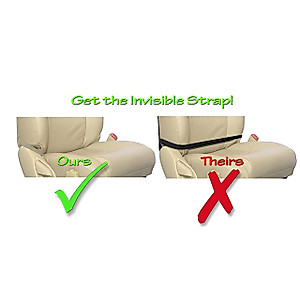 TIKE SMART Premium Kick Mats - Luxury Seat Back Protectors and Seat Covers with Invisible Strap - 2-Pack - Tan (Beige)