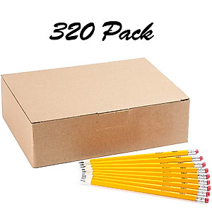 Madisi Wood-Cased #2 HB Pencils, Yellow, Pre-sharpened, Bulk Pack, 320 pencils