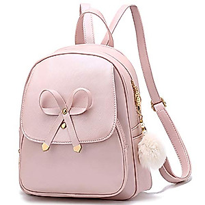 Cute Bowknot Mini Leather Backpack Fashion Small Daypacks Purse for Girls and Women