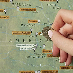 Maps International - Scratch Off USA Map Golf Print - Gifts for Golfers - 17 x 22 inches