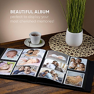BLYNG Photo Album 4x6 - Picture Album 500 Slots of Horizontal and Vertical Photo Slots, Album Cover is Designed with Faux Leather, Great for Wedding, Anniversary, Baby, Family, (Black)