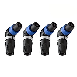 Yuyaokk 4-Pack Right Angle Speakon Cable Adapter Connectors, 4 Pole L-Shape High-Load Speaker Plug Twist Lock Compatiable with Speakon NL4 & NL2 Series
