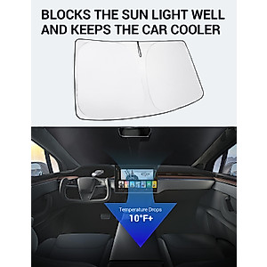 BASENOR Tesla Model X Windshield Sunshade Folding Sun Visor Protector Sun Shade Cover with a Storage Bag Fit Model X 2021-2024