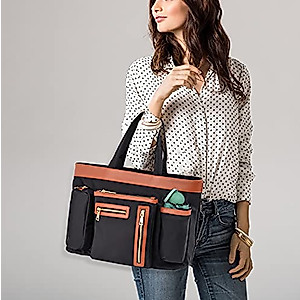 UTO Tote Bag for Women Large Capacity Water Resistant Nylon Handbag and Purse with Multi Zipper Pockets