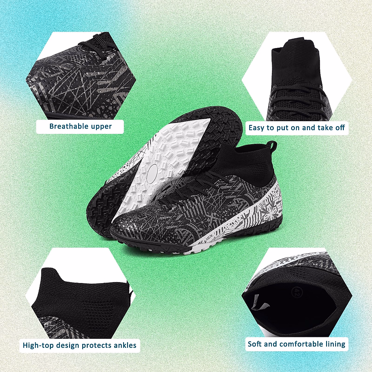 Soccer Cleats Mens Women Football Cleats for Big Boy Indoor Soccer Shoes Tacos de Futbol para Hombre Zapatos de Futbol para Hombre High Top Football Shoes Youth Futsal Shoes Football Boots TF