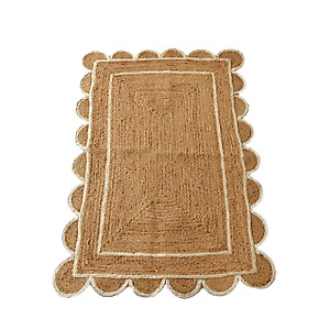 PATEL EXPORTS 4x6, 5x8, 6x9 Natural Jute Scalloped Rug, Bohemian Scallop Rug, Boho Decor Rug, Area Rug, Handwoven Jute Rug, Custom Rug, Decorative Rug (2x3 Scalloped Rug)