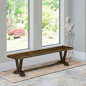 East West Furniture VB777 V-Style Dining Bench with Wooden Seat, 72x15x18 Inch, Multi-Color
