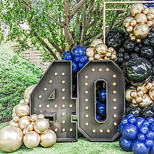 Black Blue Balloon Arch Kit, Black Blue Balloon Garland with Black Blue and Gold Latex Balloons, Black Blue Gold Balloon Arch Garland for Birthday, Baby Shower, Wedding, Anniversary Party Decorations