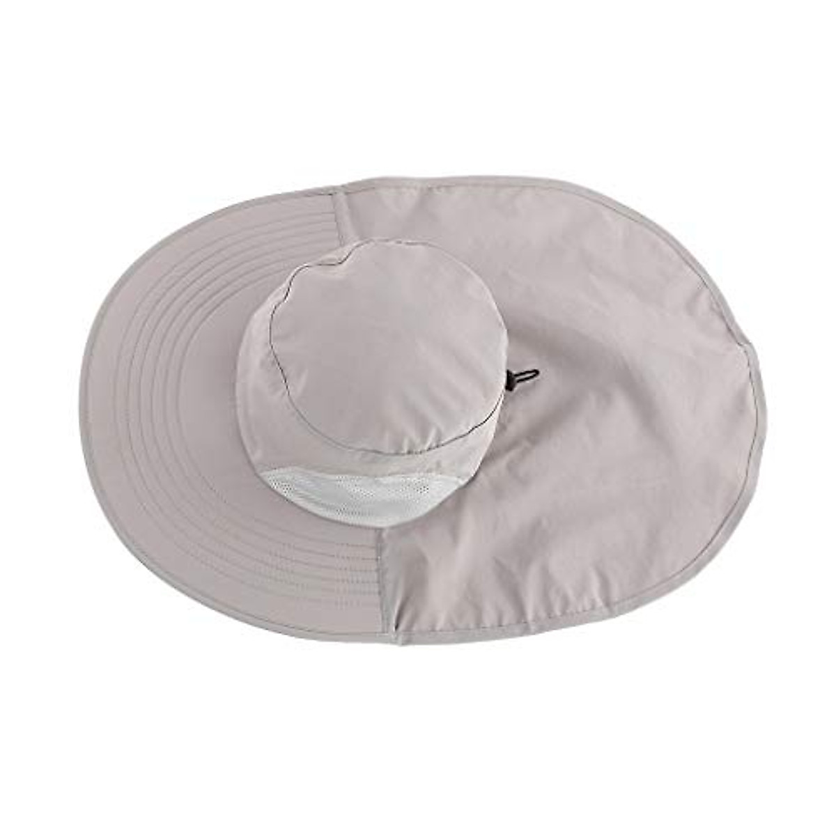 Home Prefer Outdoor UPF50+ Sun Hat Wide Brim Mesh Fishing Hat with Neck Flap (Light Gray)
