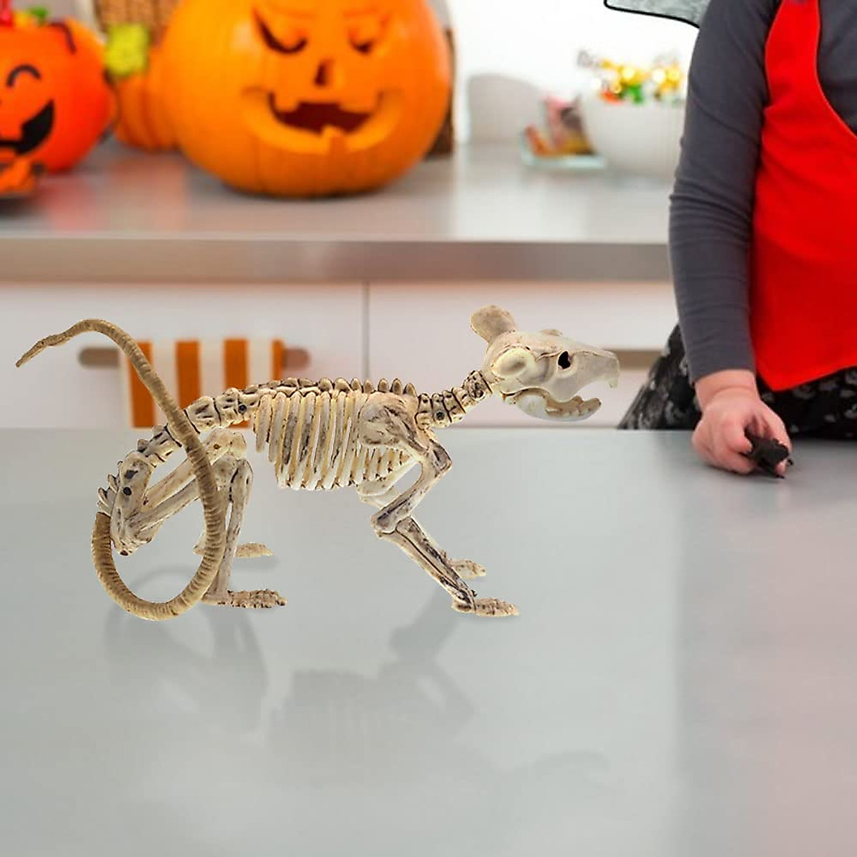 Medou Halloween Rat Skeletons,Rat Skeleton for Halloween Decorations, Weather Resistant Yard Decorations w Bendable Tails and Movable Jaws,Great Prop for Party Decor (Rat)