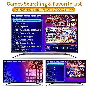 Wireless Retro Game Console, Plug & Play Video TV Game Stick with 20000+ Games Built-in, 9 Emulators, 4K HDMI Nostalgia Stick Game for TV, Dual 2.4G Wireless Controllers, 64G