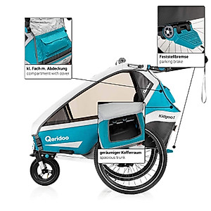 Kidgoo1 2020 Bike Trailer for Children,Toddlers, Kids, Single Seat, 3-in-1 Hood, Adjustable Height, 5-Point Seat Belt, Folding Frame (Petrol)