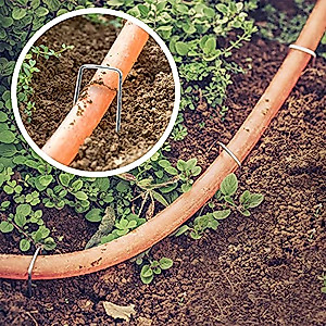 Landscape Staples Zevlux Garden Staples 4 Inch 100 Pcs Galvanized Heavy-Duty Sod Pins Anti-Rust Fence Stakes for Weed Barrier Fabric, Ground Cover, Irrigation Tubing, 12 Gauge, 100 Pcs